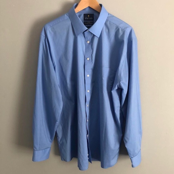 Stafford | Shirts | Mens Xxl Blue Tailored Culture Stafford Fitted Fit Long Sleeve Dress Shirt ...